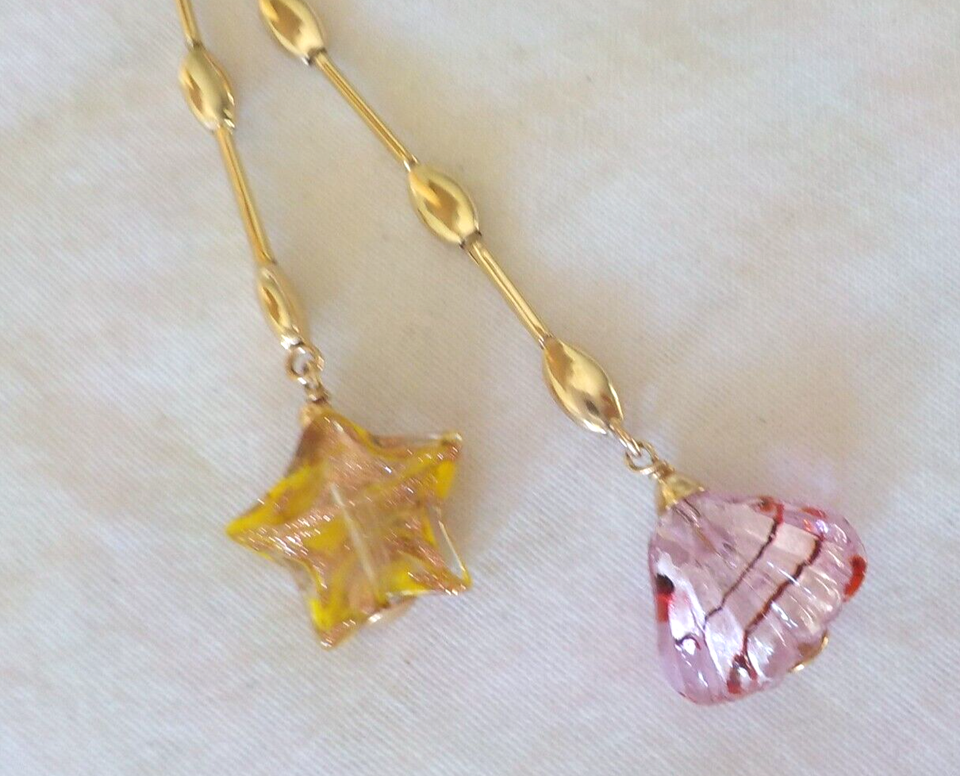 Italy 14K Yellow Gold Murano Glass Shell Star Necklace - 13.2 gms, 17 in + 2.7in | eBay