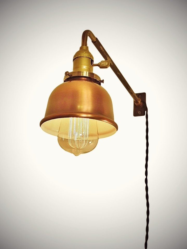 Vintage Industrial Wall Mount Light - COPPER SHADE - Machine Age Lamp ...