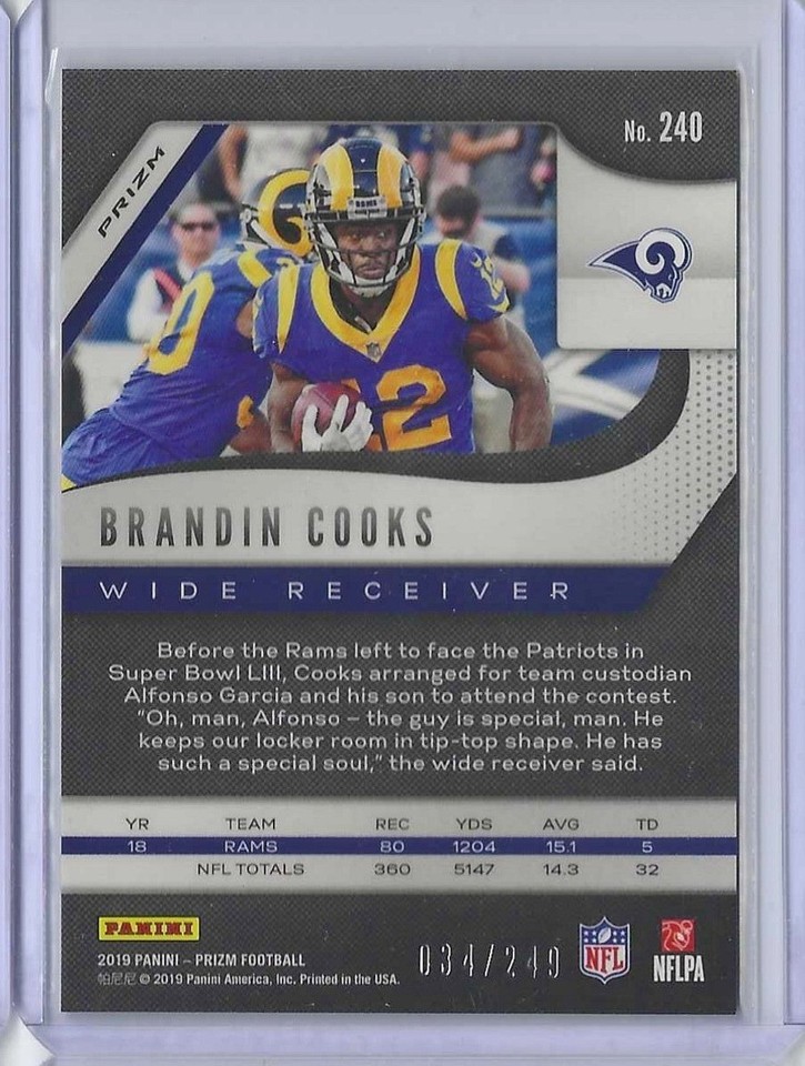 2019 Panini Prizm Brandin Cooks Orange #/249 | eBay