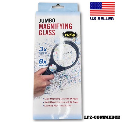 New H F Brand 3X Jumbo Magnifying Glass with 8X Inset Lens for Craft ...