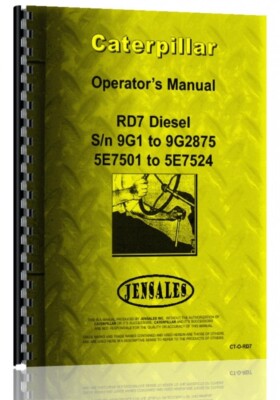 Operators Manual Caterpillar RD7 Crawler | eBay