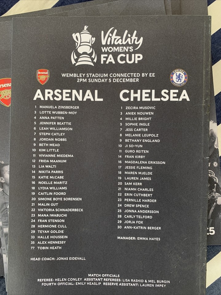 ARSENAL V CHELSEA WOMENS FA CUP FINAL PROGRAM 2021 | eBay UK
