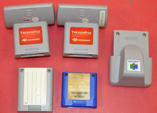 N64 Rumble Pack, Lot of 2 Performance Tremor Paks & Memory Cards ...