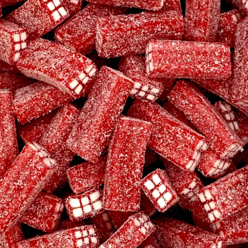 1 X 150G BULK BAG CHUNKY FUNKEEZ STRAWBERRY BRICKS CHEWY GUMMI GUMMY ...