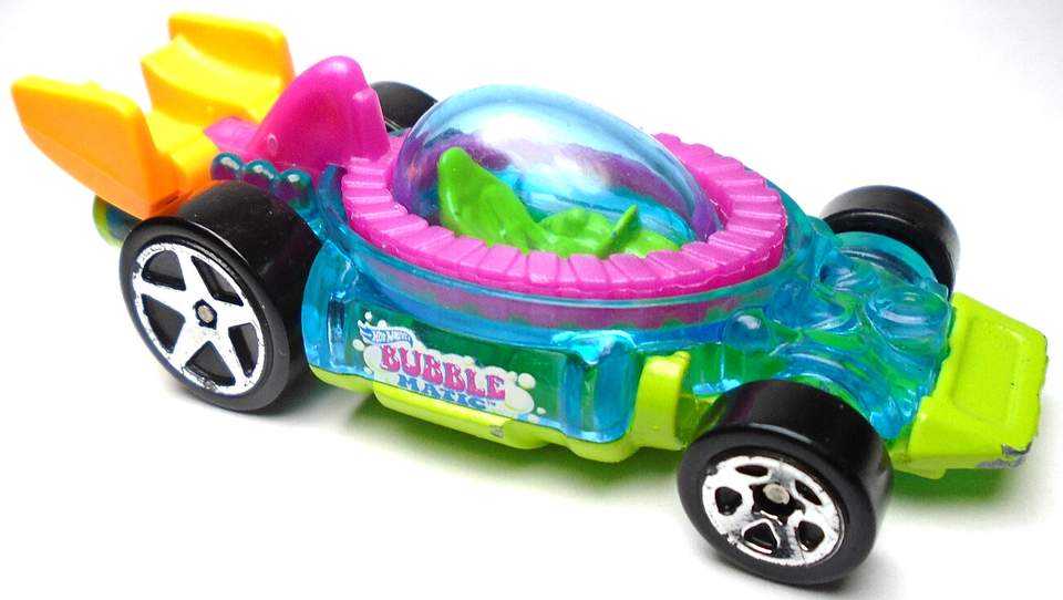 2017 HOT WHEELS BUBBLE MATIC BLUE 1:64 DIECAST 3" CAR WITH GREEN PURPLE ...