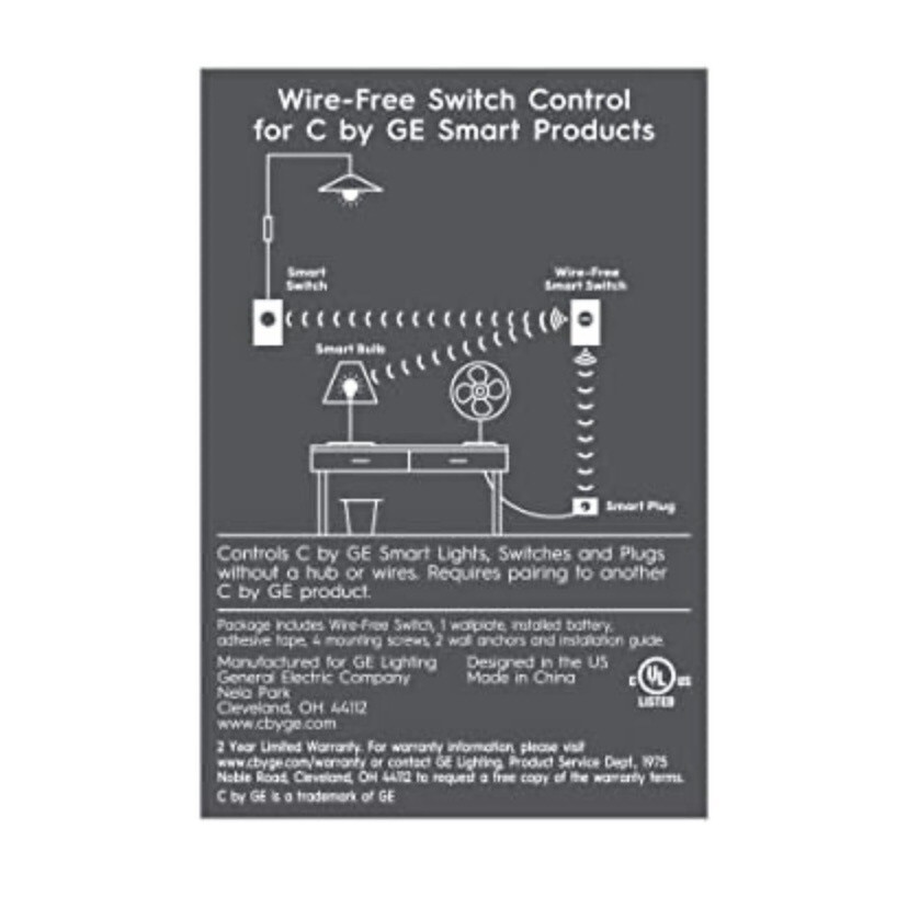 GE CYNC Smart Dimmer Light Switch, Wire-Free, Bluetooth and Wi-Fi Light ...