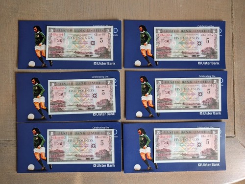 6 Sequential George Best £5 Five Pound Notes & Wallets - Collectable ...