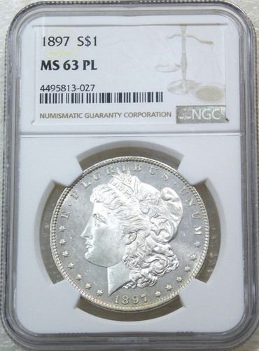 1897 P Morgan Silver Dollar PCGS MS63PL Proof Cameo like in New Holder ...