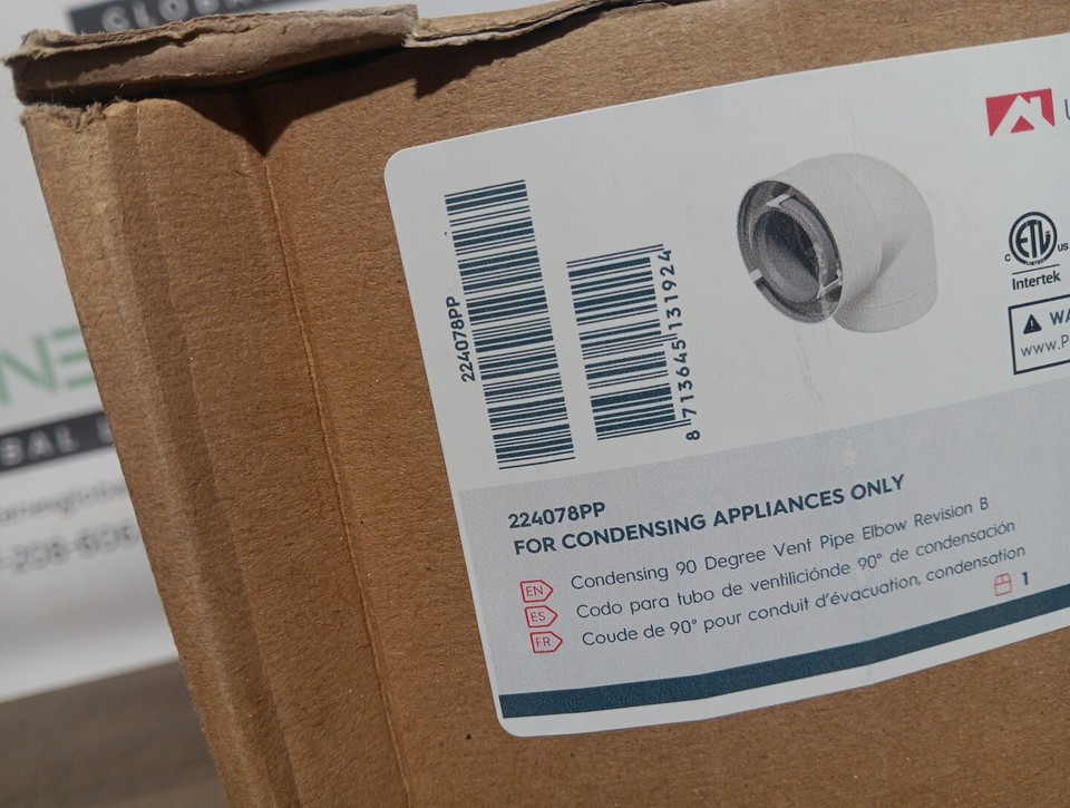 Ubbink 224078PP Condensing 90 Degree Vent Pipe Elbow Revision - White ...