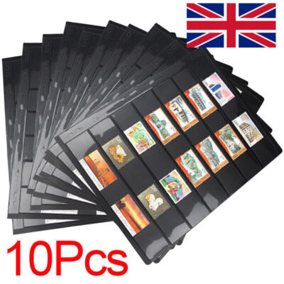 10X Standard Stamp Album Stock Pages Sheets Double Sided 7 Strips 9 ...