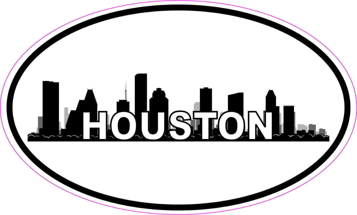5x3 Oval Houston Skyline Sticker Cup Luggage Car Window City Travel ...