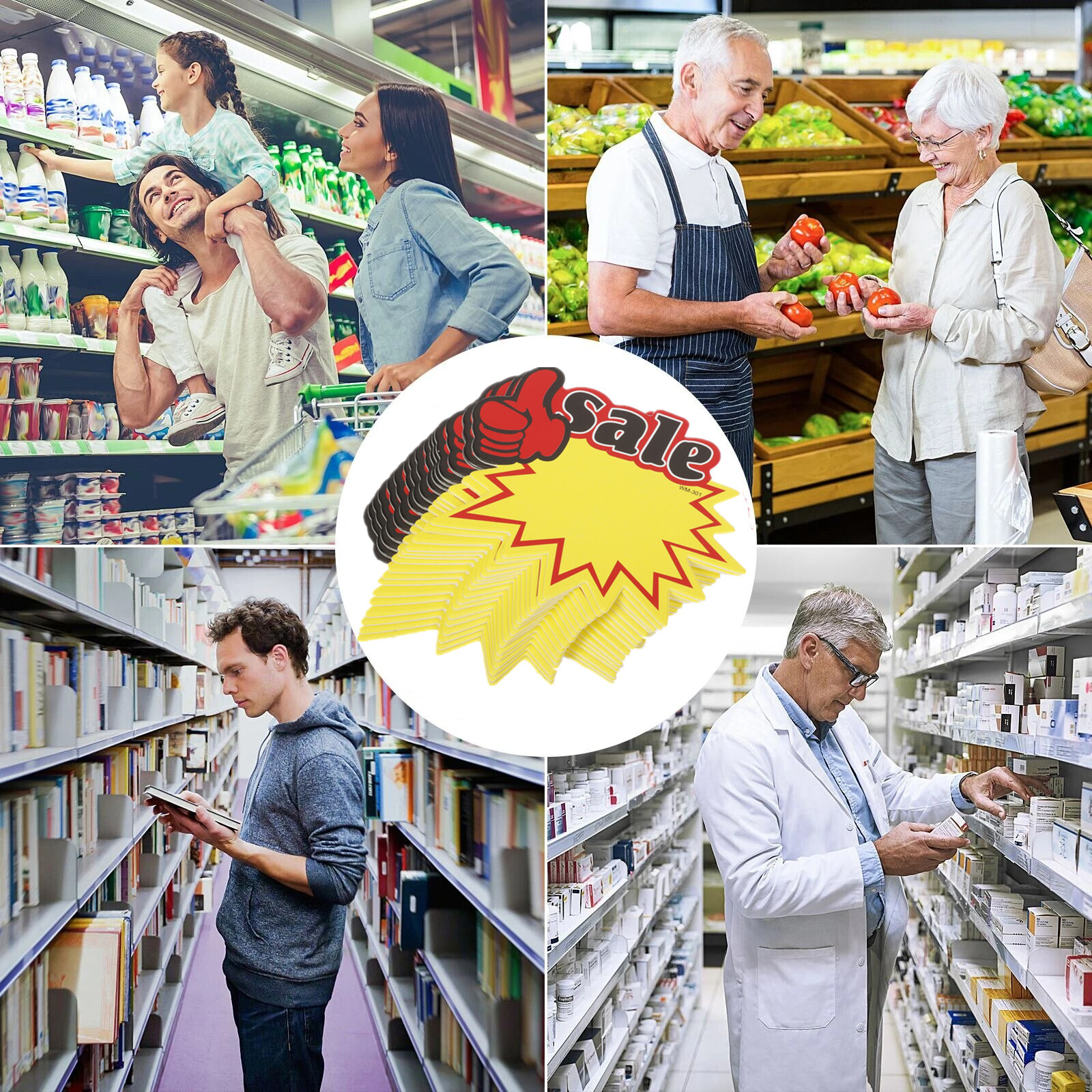 50 Pieces Starburst Sign Cards Sale Sign Tags 9 x 7 CM Sale Paper Signs ...