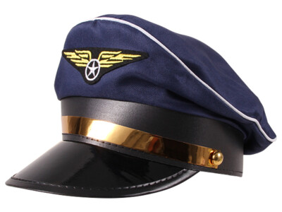 Pilotenmütze Hut Pilot Fasching Mütze STERN Flugzeug Kapitän ...