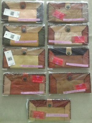 NWT Ashburn Collection Patchwork Natural Cowhide Leather Wallet | eBay