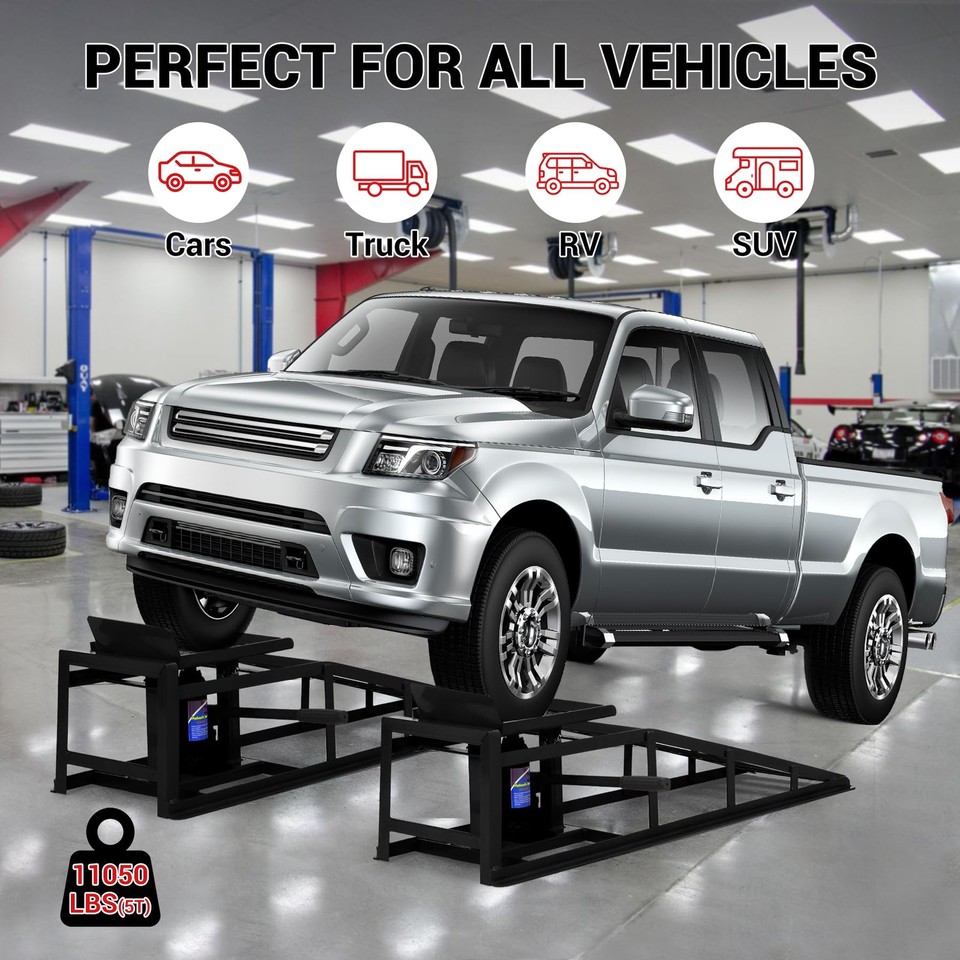 9.48"-16.21" Hydraulic Car Ramps 5 Ton Car Jack Ramps Lift Ramp Auto ...