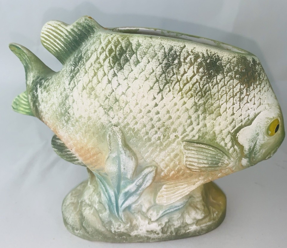 Freshwater Fish Planter Ceramic Rustic Fishing Cabin Shelf Decoration ...