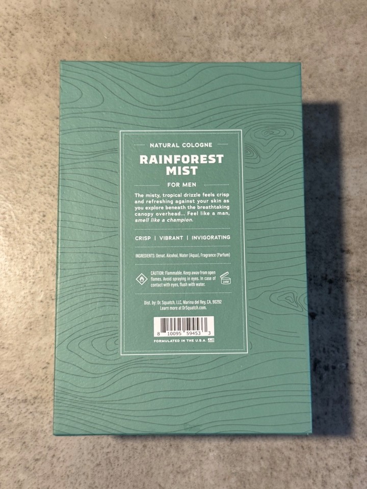 Dr. Squatch Soap Men's Natural Cologne Scent Rainforest Mist New Open ...
