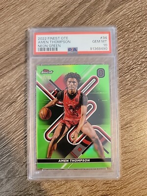 2022 Topps Finest OTE Overtime Elite AMEN THOMPSON #34 Neon Green 10/99 ...