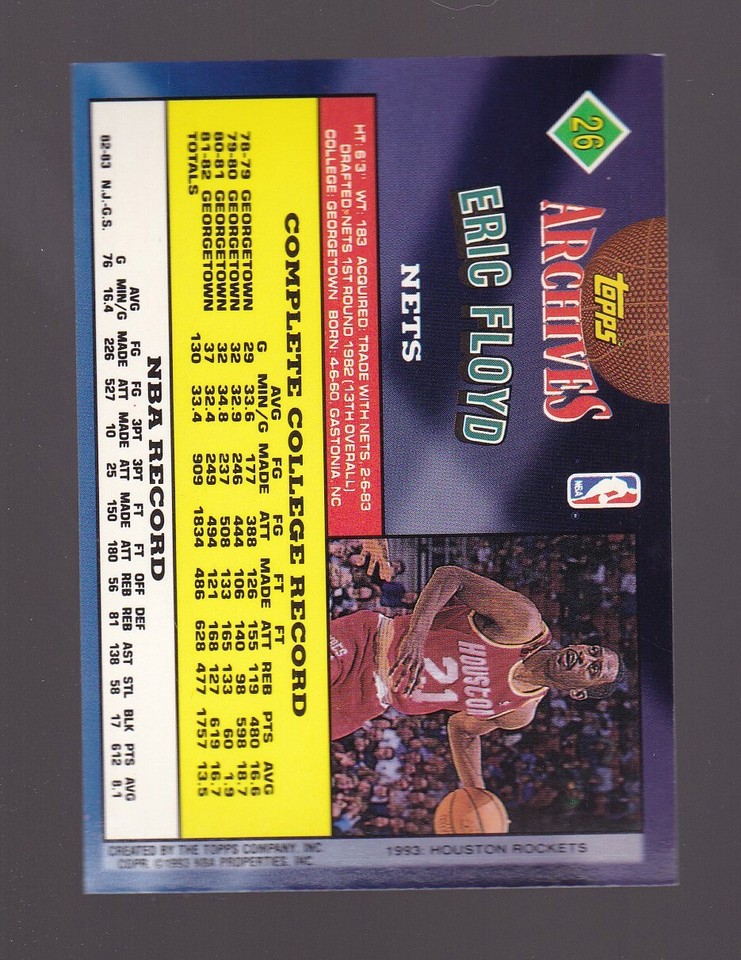 1992-93 Topps Archives Eric Floyd #26 New Jersey Nets | eBay