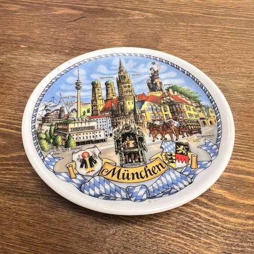 Vintage Souvenir Porcelain Plate Munchen City Decor World 3.5" Art Mini ...