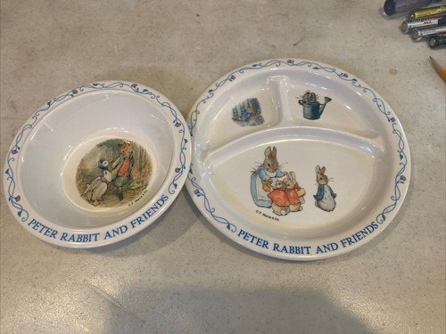 VINTAGE EDEN PETER RABBIT AND FRIENDS DIVIDED PLATE AND BOWL SET ...