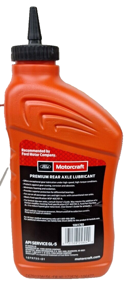 Ford Motorcraft ® SAE 80W-90 Rear Axle Lubricant 1 Quart XY-80W90-QL | eBay