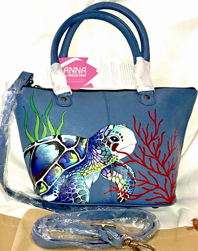 Anuschka Anna NWT🐢Convertible Shoulder Tote+Xbody Strap-Turtle Reef Sapphire 841236151018 | eBay