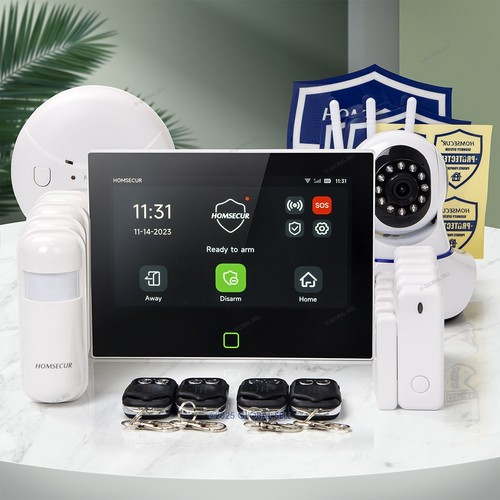 HOMSECUR Wireless WIFI 4G LCD Home Alarm System Touch Screen+Wireless ...