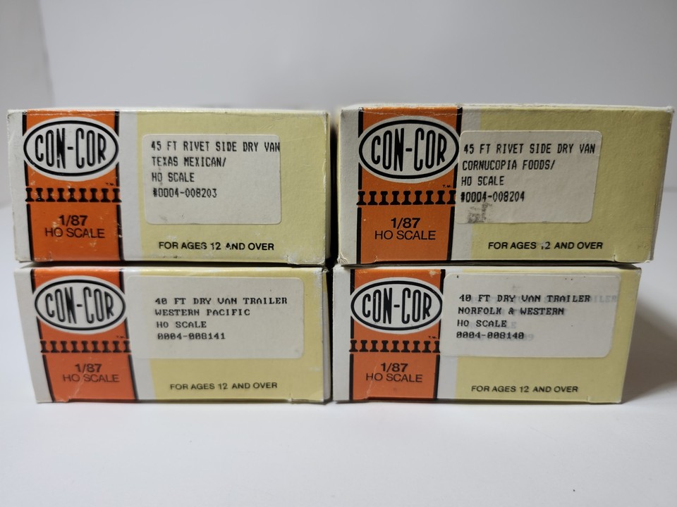 4-Con-Cor HO Trailer Train Dry Van Trailers NIB | eBay