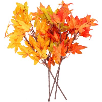 4 Pcs Simulated Maple Leaf Pick Fall Artificial Stems Decor | eBay