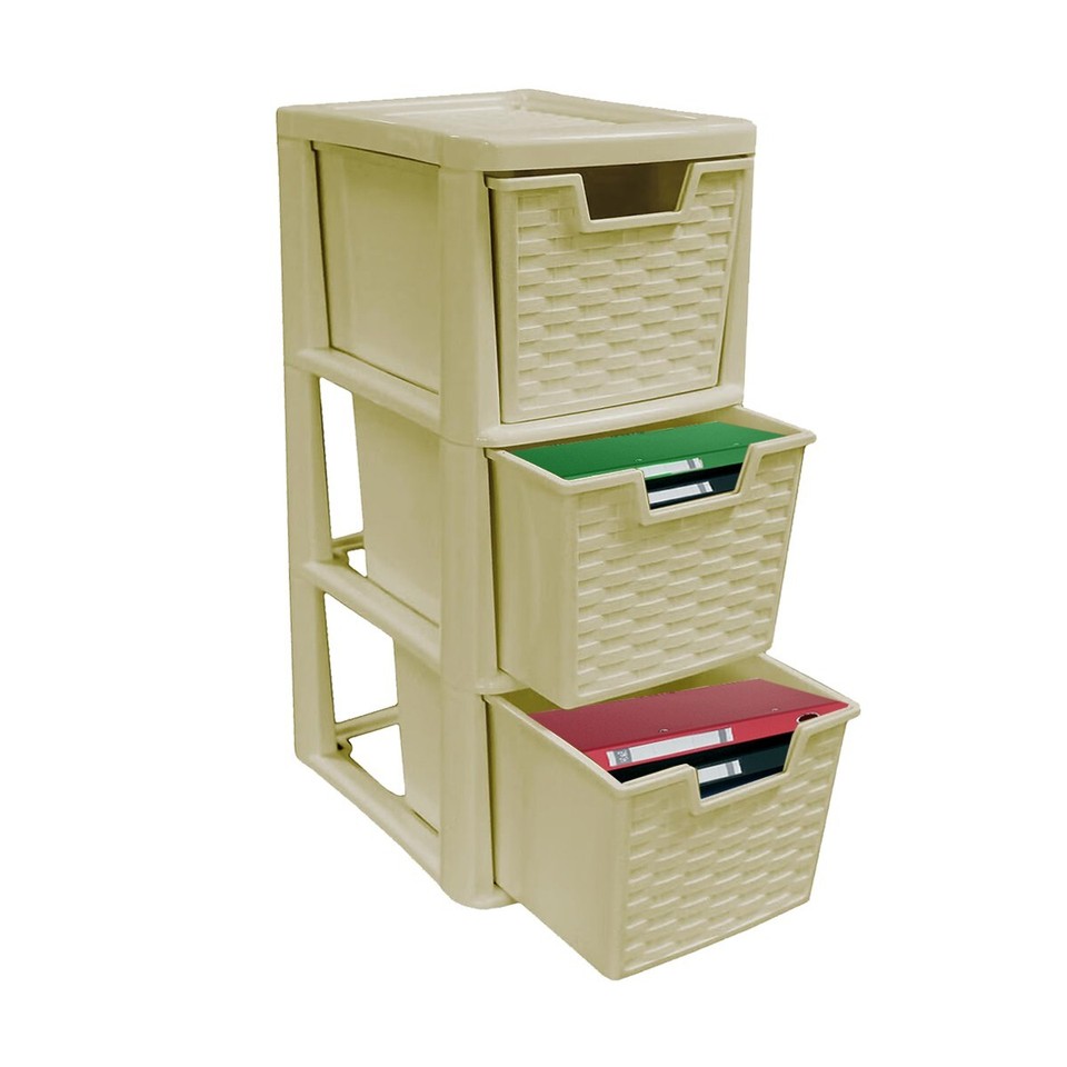 3 Tier Storage Unit Small Drawers Chest Tower Plastic A5 Size Desktop ...