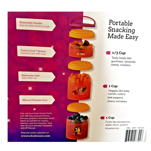 Disney Princess Stackable Snack Containers for Toddlers & Kids ...