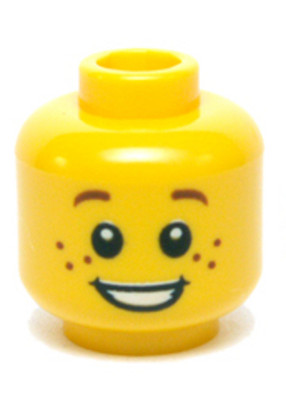 LEGO - Minifig, Head Brown Eyebrows and Freckles, Open Smile Pattern ...