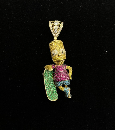 14k 12.8G YG Bart Simpsons pendant cz | eBay