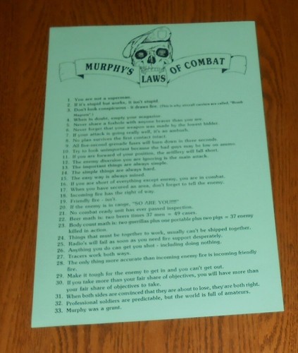 Murphy’s Laws of Combat Poster Print 11.5x17.5 Army Green Military | eBay