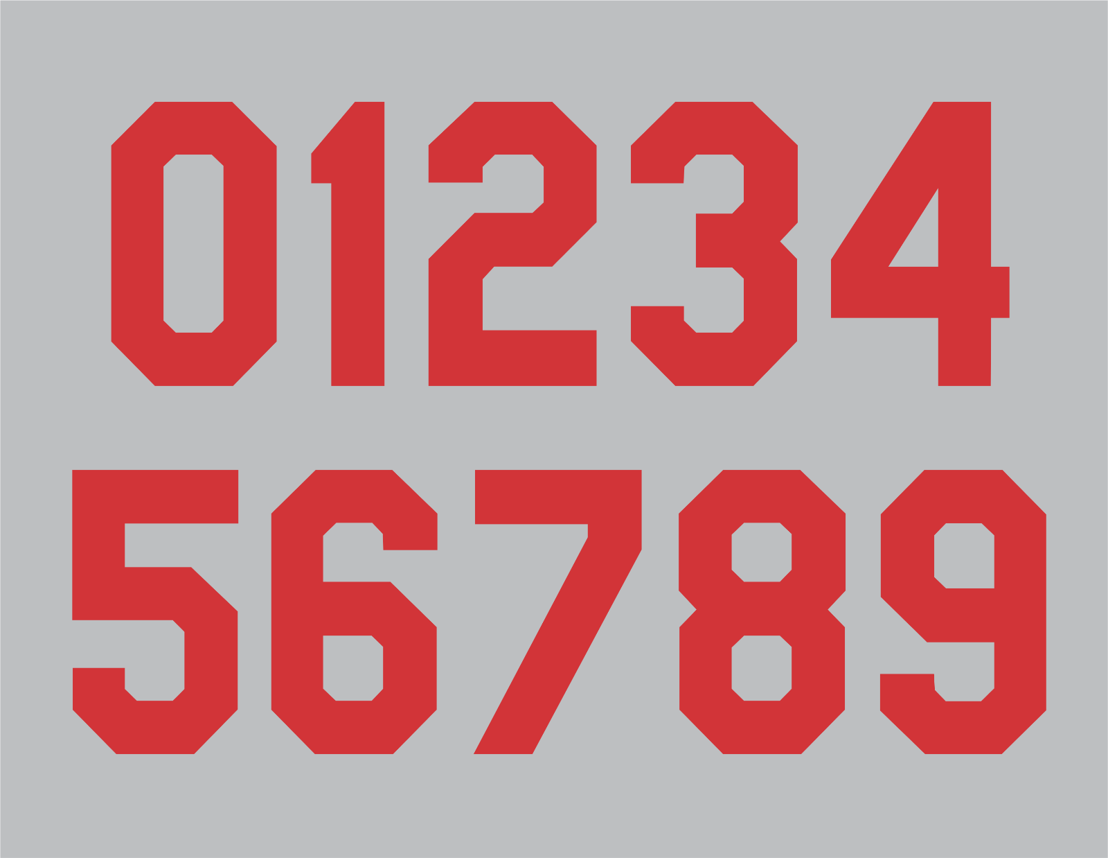 "Thick Block" Front Numbers Tackle Twill Pro Cut Lettering Sets like ...