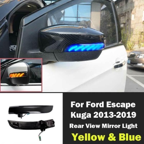 For Ford Escape Kuga Rear View Mirror Light LED Blue /Yelloe Turn ...