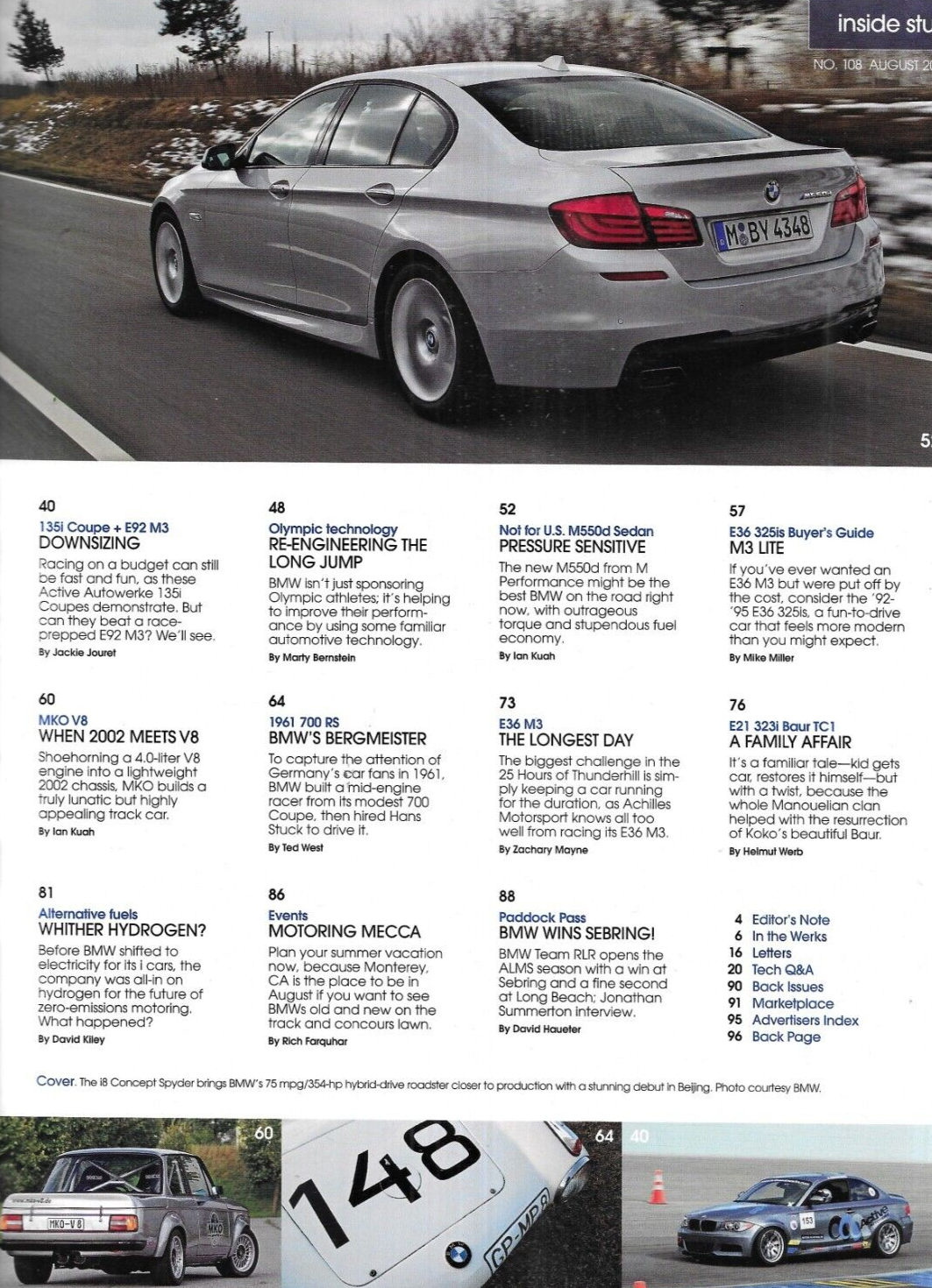 BMW Bimmer Magazine i8 Concept Spyder M3 Lite E36 325 Buyer's Guide MKO V8 2012 | eBay