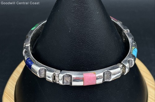 925 Silver 4 Ever Mexico Links Bracelet W/Lapis, Turquoise, Malchite | eBay