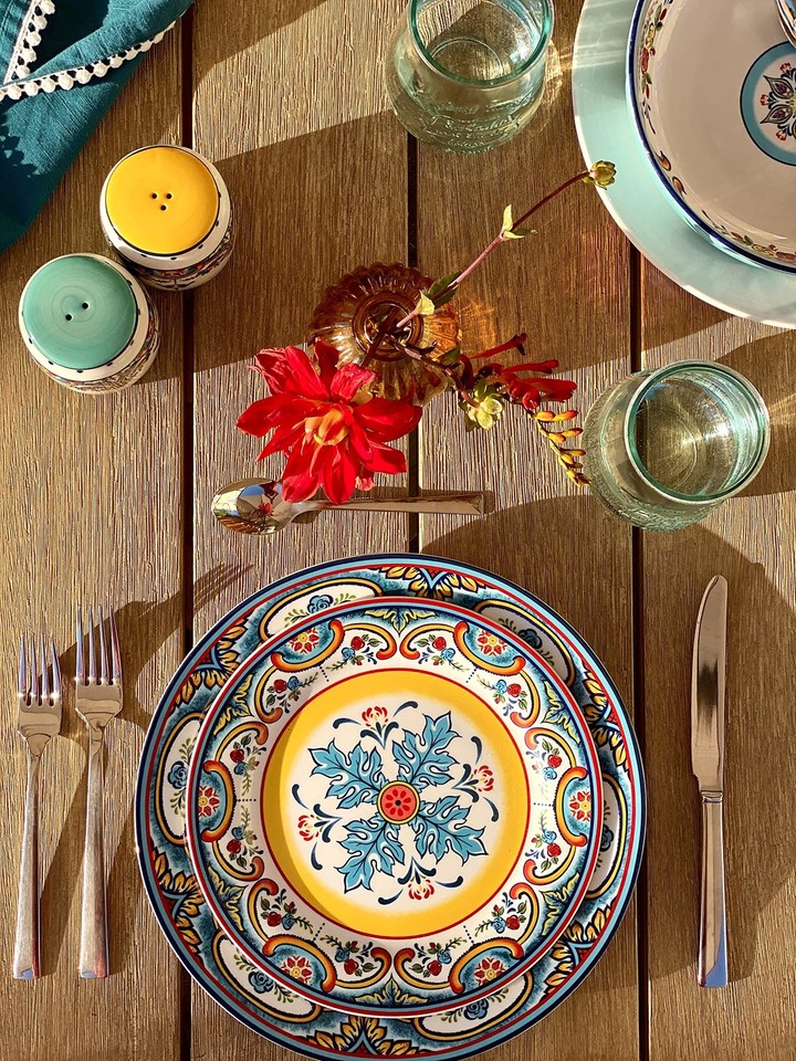 Euro Ceramica Zanzibar Double Bowl 16-Piece Dinnerware Set | Fine ...