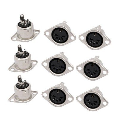 9Pcs 5Pin Female Jack DIN Adapter Sockets Panel Mount Connector | eBay