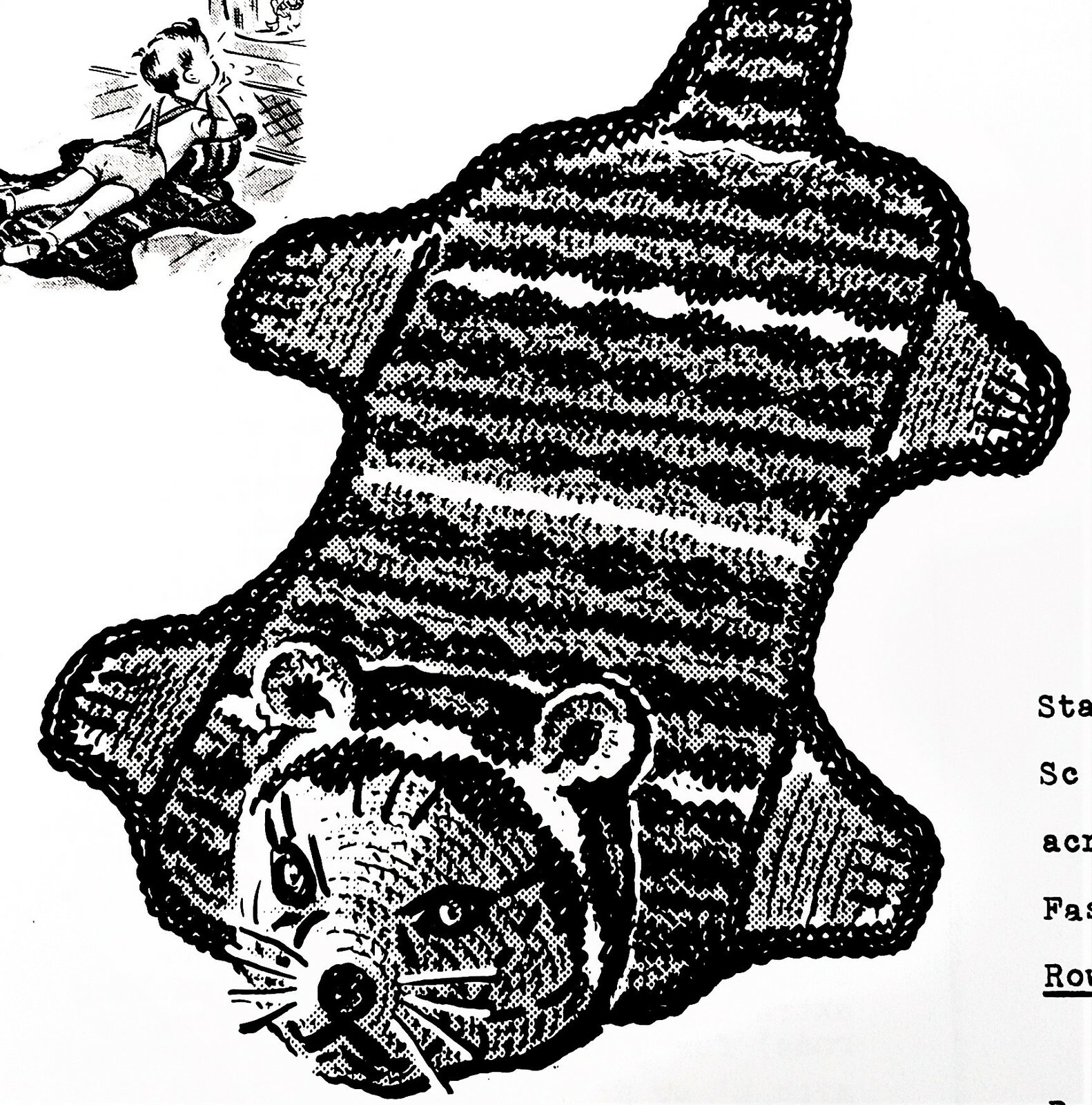 5670 Vintage Mail Order Design BEAR SKIN RUG Pattern to Crochet ...