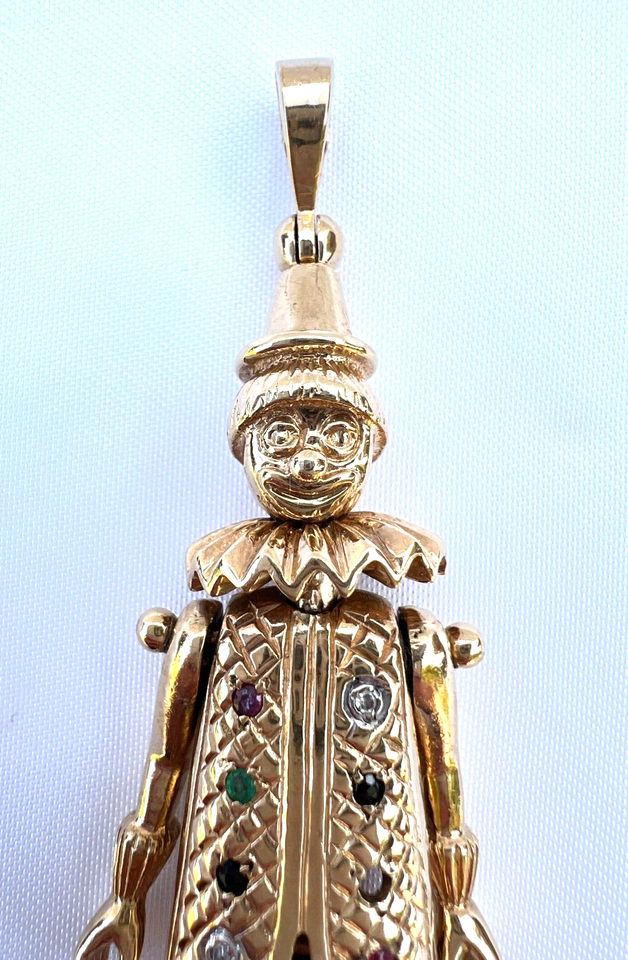 MAGNIFICENT ENGLISH 9K GOLD DIAMOND RUBY EMERALD SAPPHIRE MOVABLE ...