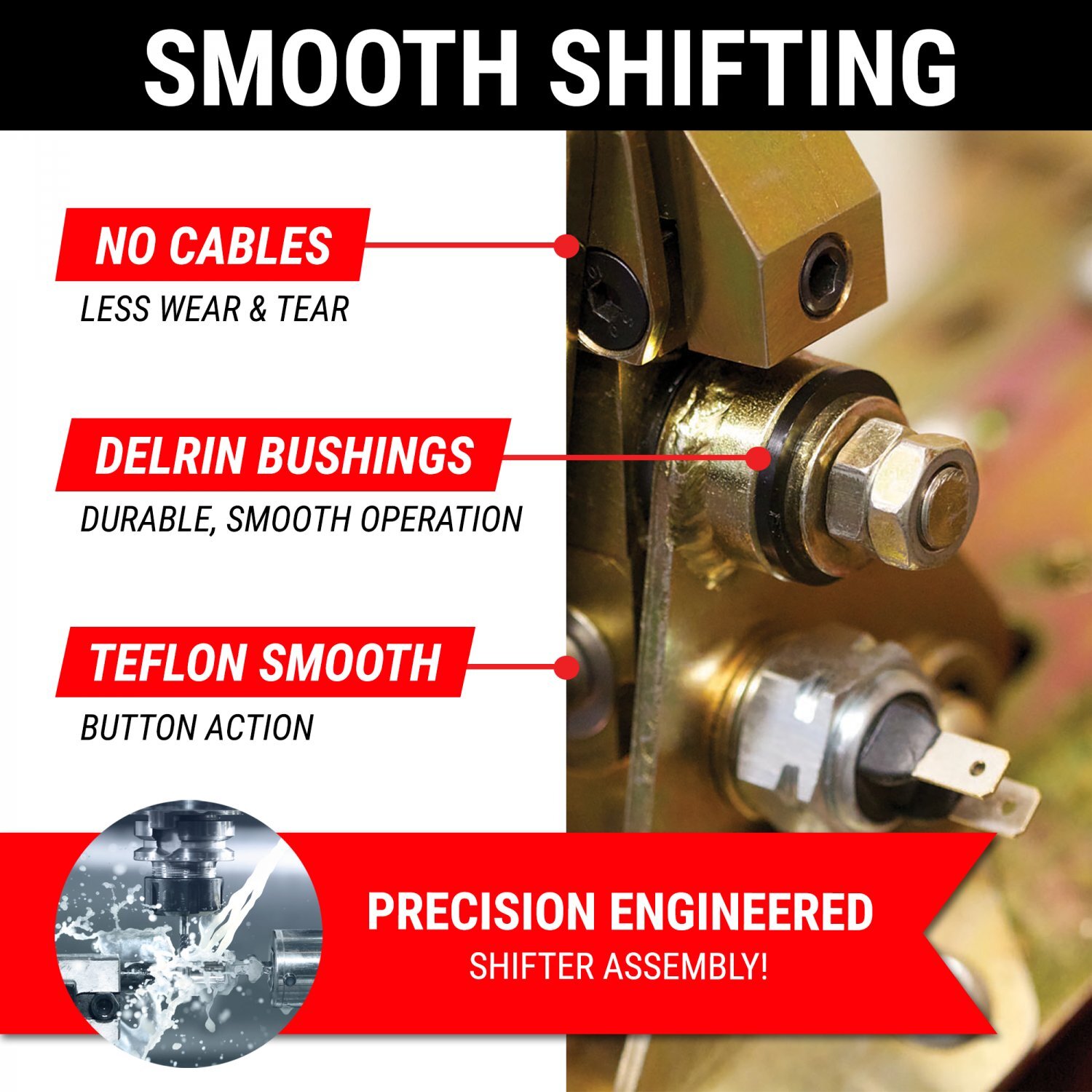 Deluxe Push Button Transmission Shifter Kit w/ 16 Chrome Arm for ...