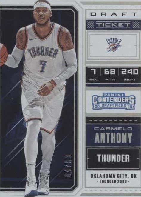 2018 Panini Contenders Draft Picks - Carmelo Anthony #7 Draft Ticket ...