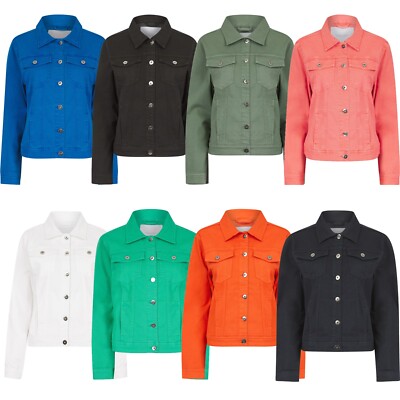 Womens Ladies Amara Reya Stretch Cotton Denim Jacket Fashion Coat Size ...