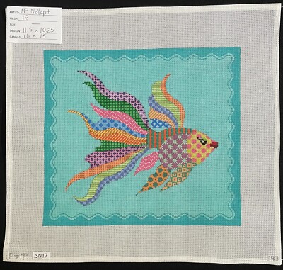 HP Needlepoint 18ct JP NEEDLEPOINT brightly colored Lovely Lady Fish-SN17 | eBay