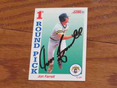 Jon Farrell Autographed Hand Signed Card 1992 Score Pittsburgh Pirates ...