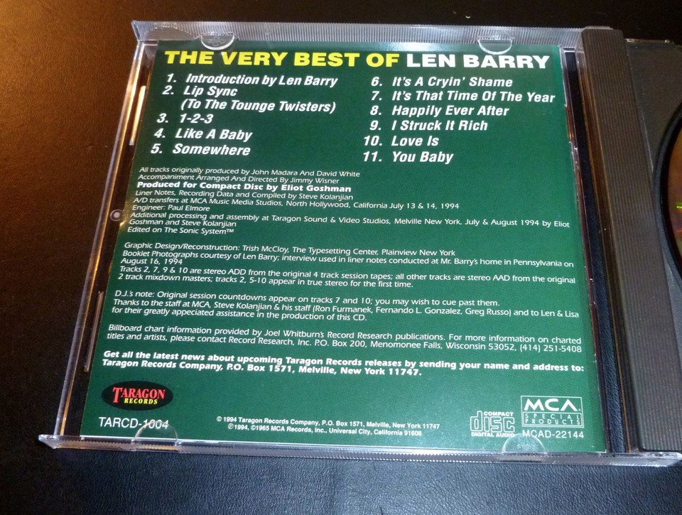 LEN BARRY "The Very Best Of Len Barry" (CD 1994) 11-Tracks ***GREAT ...