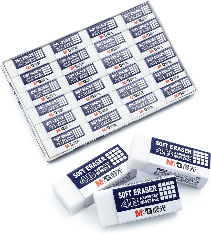 24 Pack White Erasers Bulk, Pencil Erasers 4B Rubber Rectangular Eraser for Kids 744759256225| eBay